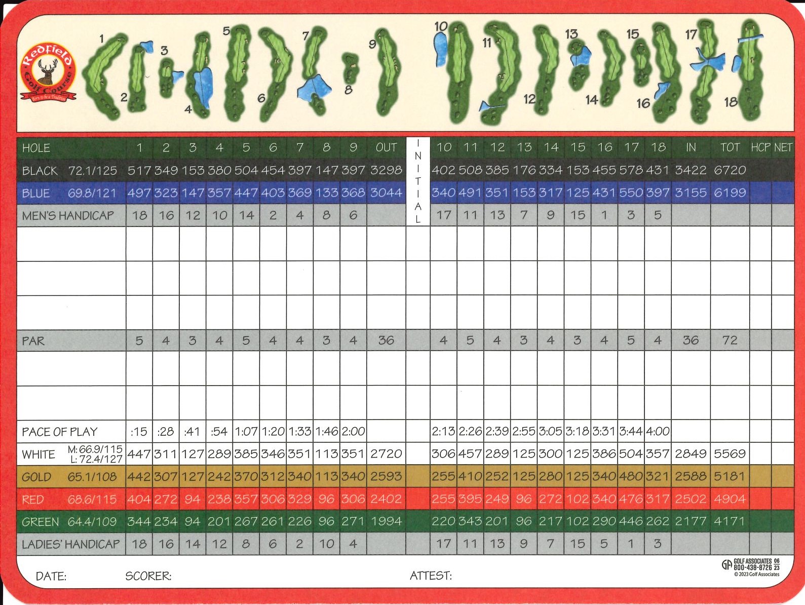 Redfield Golf Course - Scorecard